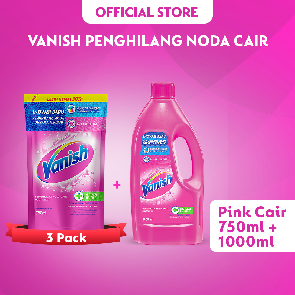 Jual Vanish Pink Liquid 1000ml Bottle + 750ml (3pcs) Refill ...