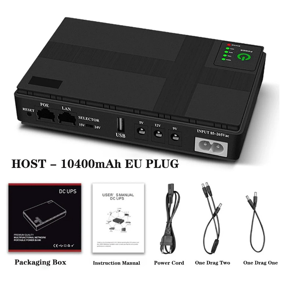 Jual DC UPS Battery Backup 8800/10400mAh 5V 9V 12V 2A 15V 24V 1A Output ...