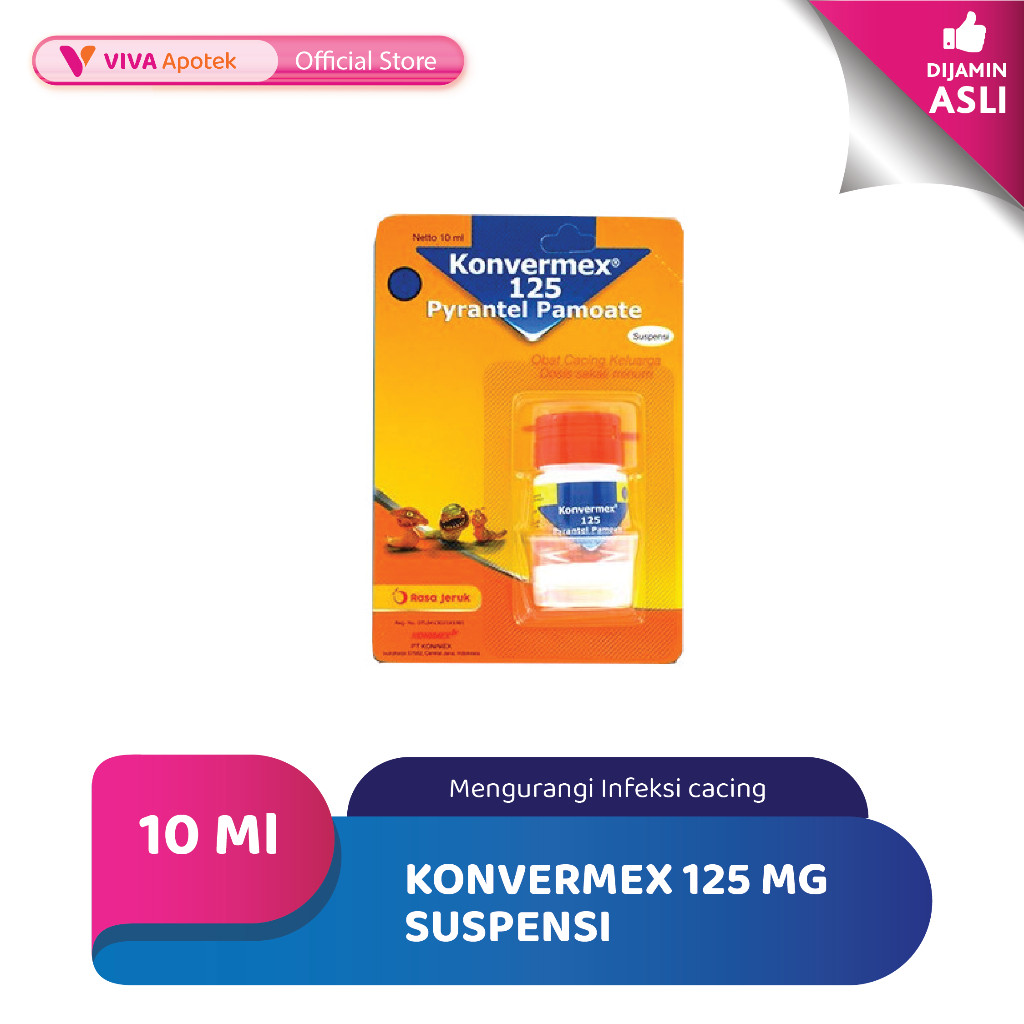Jual Konvermex 125 mg Suspensi Jeruk Mengurangi Infeksi Cacing (10 ml ...