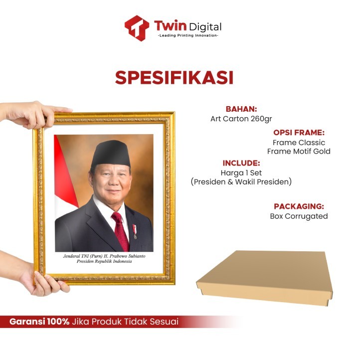 Jual Paket Bingkai Foto Presiden dan Wakil Presiden / Frame Poster Wapres - Gambar Presiden ...