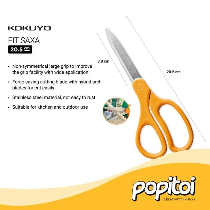 Jual Baru KOKUYO AiroFit Saxa Cut Scissors 20 cm YELLOW Gunting Scissor ...