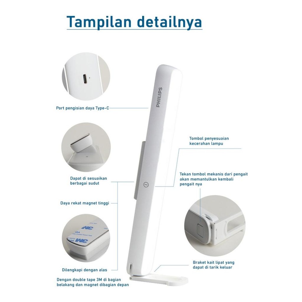 Jual Philips Magnetic Lamp 66143 Lampu Baca Meja Belajar / Lampu Led ...