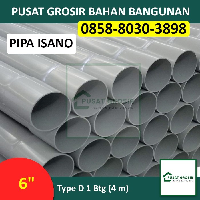 Jual Pipa Pvc 6" D Merek Isano Abu Pipa Paralon 6Inch Per Btg (4M) | Shopee Indonesia