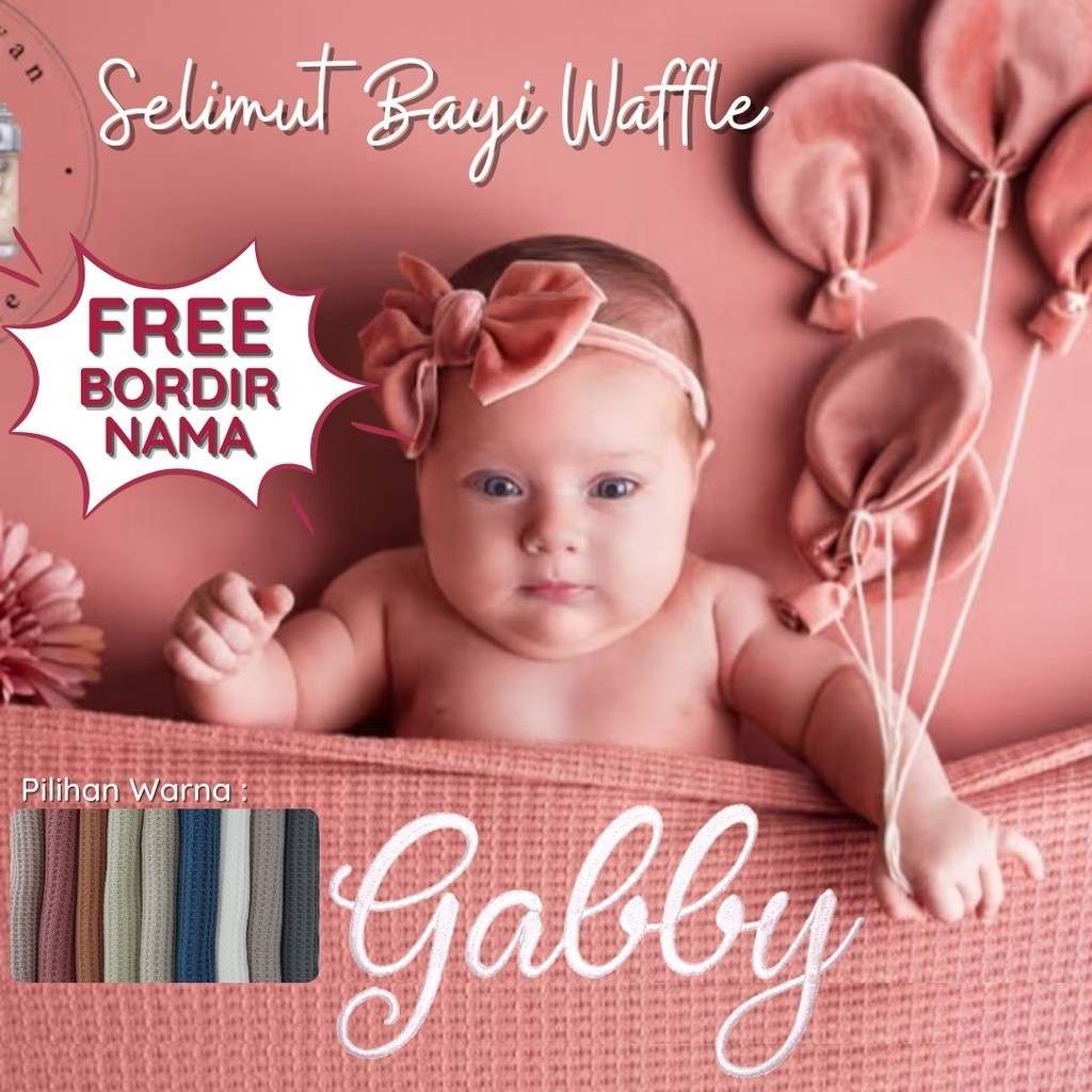 Jual Selimut BORDIR NAMA No COD Selimut Bayi Waffle Baby Blanket ...