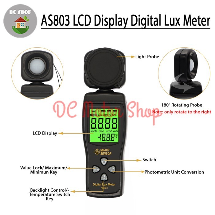 Jual Limited Lcd Digital Lux Meter As803 Light Meter Luminance Tester ...