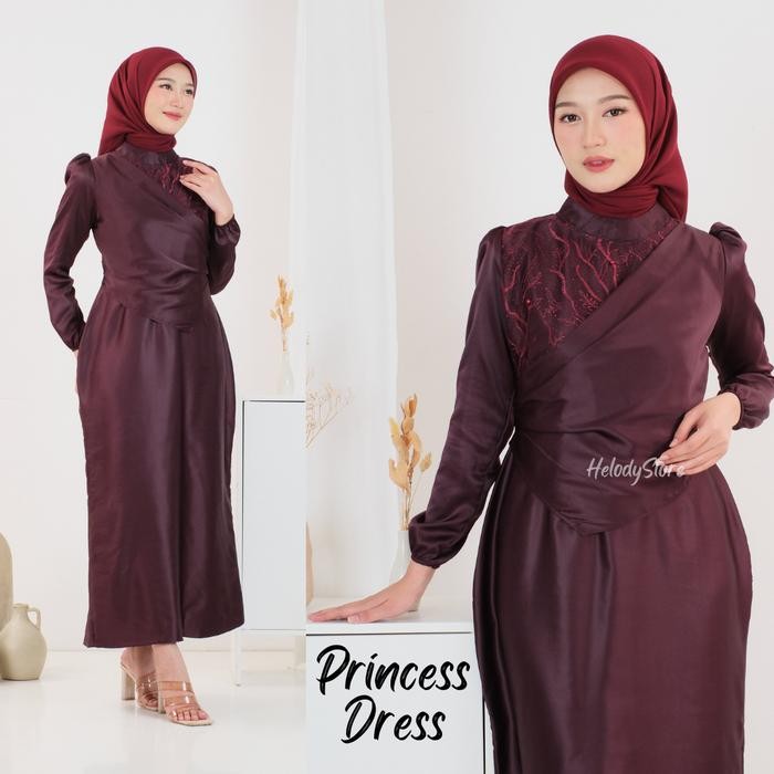 Jual Princess Dress Maxi Satin Silk Kombinasi Brokat Tile Simple Modern ...