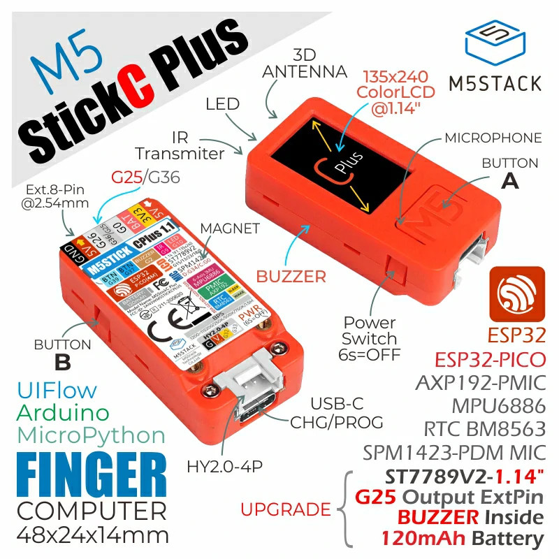 Jual New M5Stack Official M5StickC PLUS ESP32-PICO Mini IoT Development Kit | Shopee Indonesia