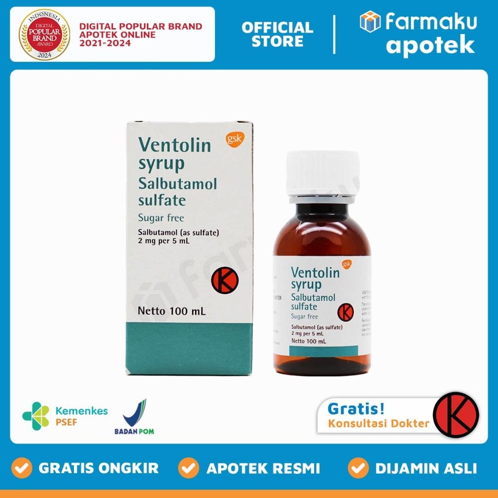 Jual Ventolin Syrup 100 ml - MKR | Shopee Indonesia