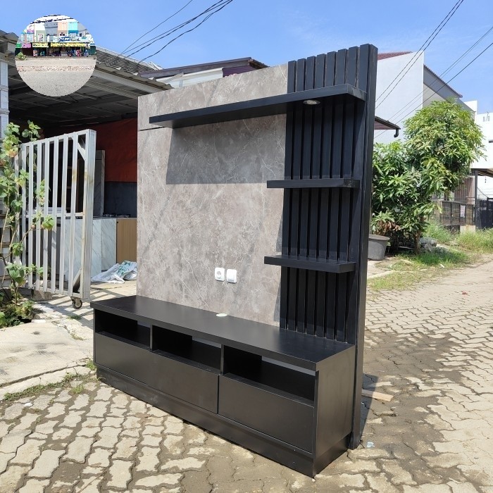 Jual Backdrop Tv Ruang Keluarga / Rak Tv Hpl / Meja Tv | Shopee Indonesia