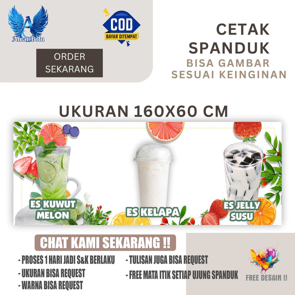 Jual Cetak Spanduk Banner ES KUWUT, ES KELAPA,JELLY SUSU Costom Desain ...