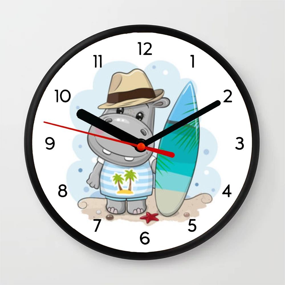 Jual Jam Dinding Kartun kuda nil dengan papan nama kosong 20 CM ...