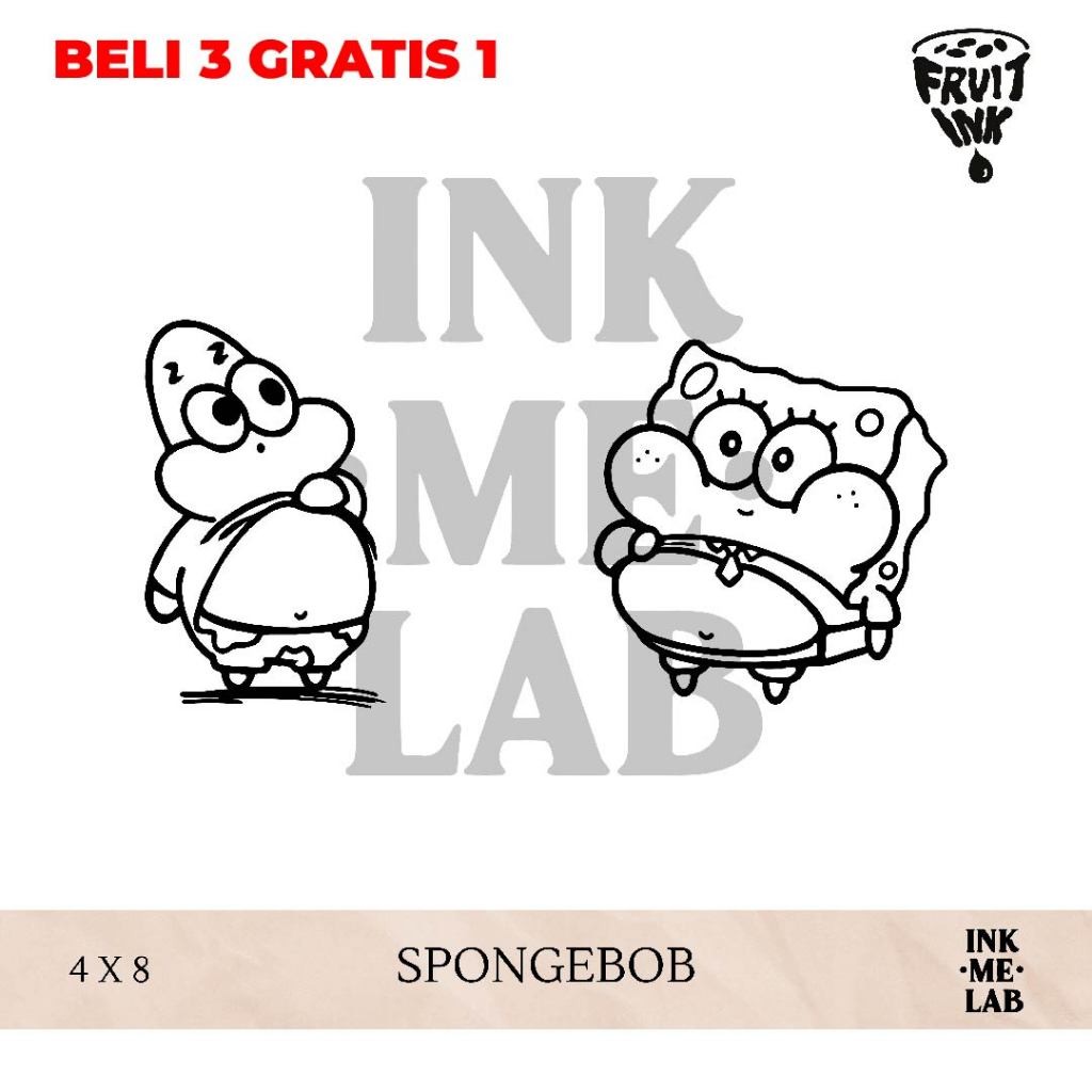 Jual INKMELAB - SPONGEBOB Fruit Ink Temporary Tattoo 4X8CM - Tato ...