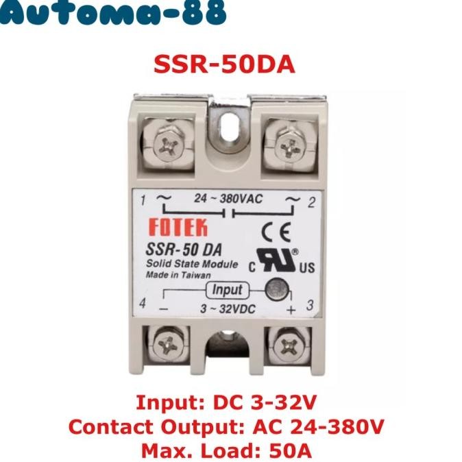 Jual FOTEK SSR-50DA SSR50-DA Solid State Relay 50A Made in Taiwan SSR50DA | Shopee Indonesia