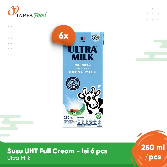 Jual Ultra Milk UHT Full Cream 250ml - Isi 6 pcs | Shopee Indonesia