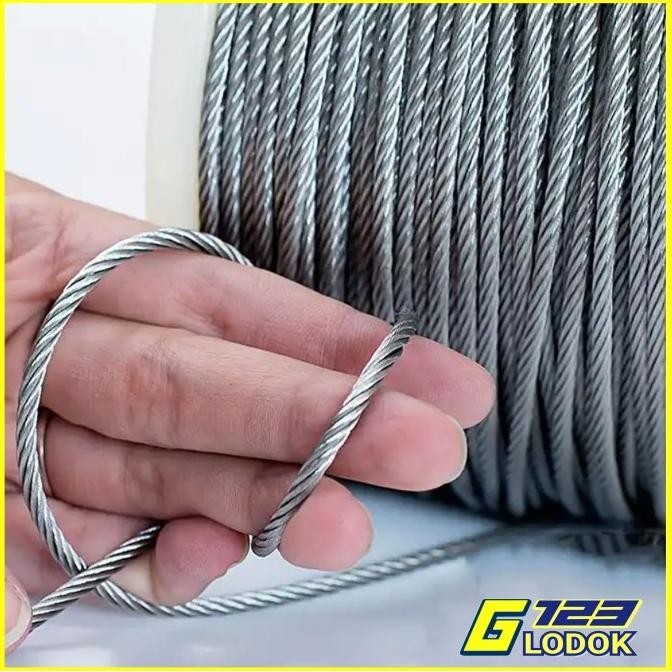 Jual Wire Rope Kabel Kawat Tali Seling Sling Baja 6x12 7FC Galvanized Steel | Shopee Indonesia