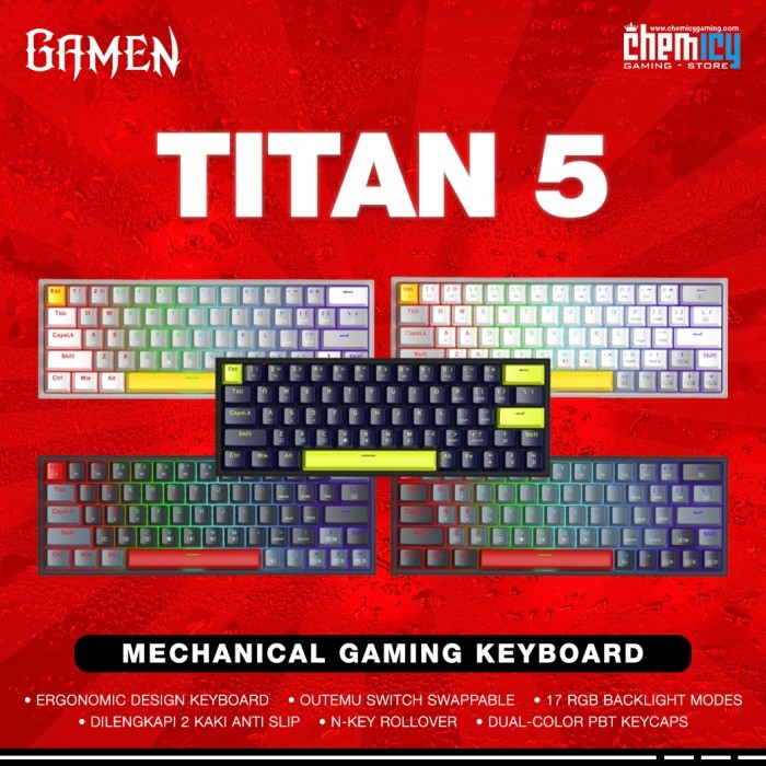 Jual Gamen Titan V / Titan 5 60% Mechanical Gaming Keyboard | Shopee ...
