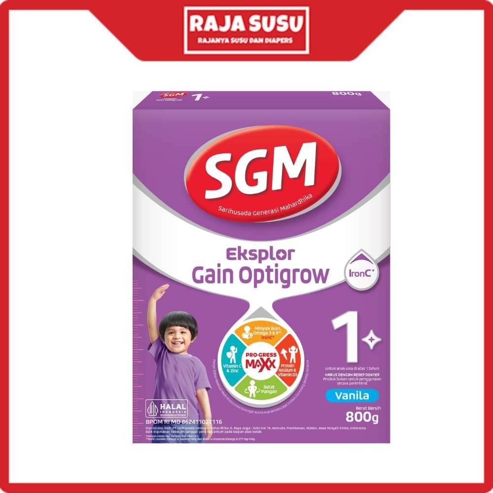 Jual SGM EKSPLOR GAIN OPTIGROW 1 VANILA 800 GR - RAJA SUSU | Shopee ...