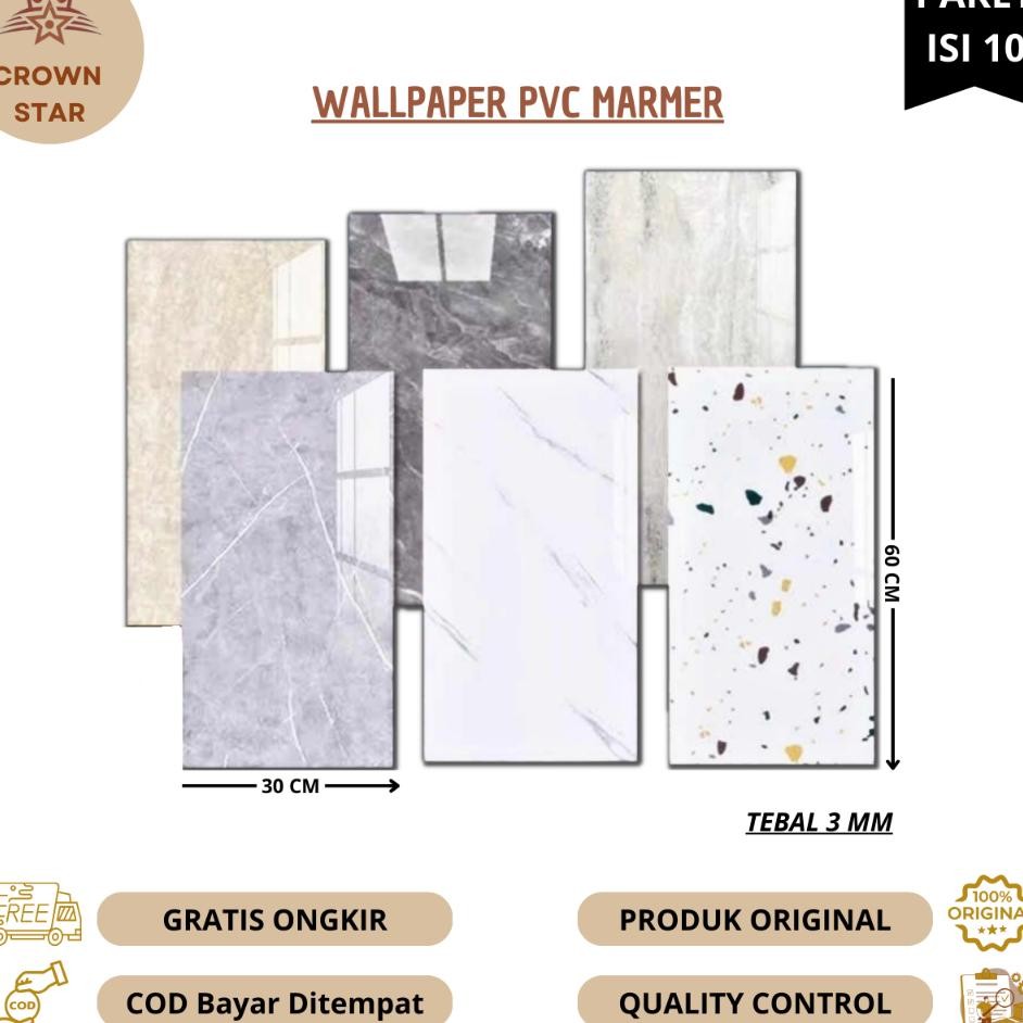 Jual Crown Tar Paet 10 Pc Marmer Granit Wallr 6030Cm Tebal 3Mm Pvc ...