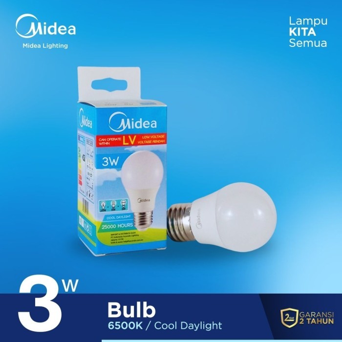 Jual Midea Lighting - Led Bulb 03 Watt Putih 6500K Cool Daylight - Fitting E27 | Shopee Indonesia