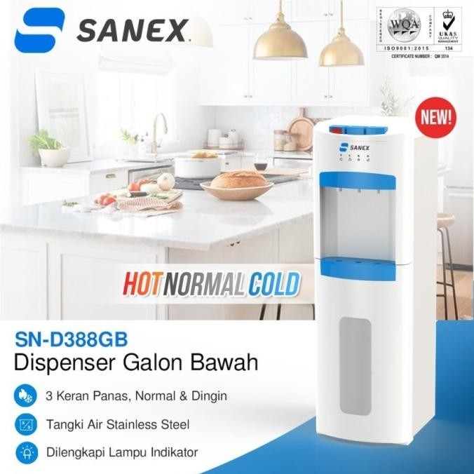Jual ASLI SANEX DISPENSER GALON BAWAH 3 KRAN PANAS DINGIN NORMAL SN ...