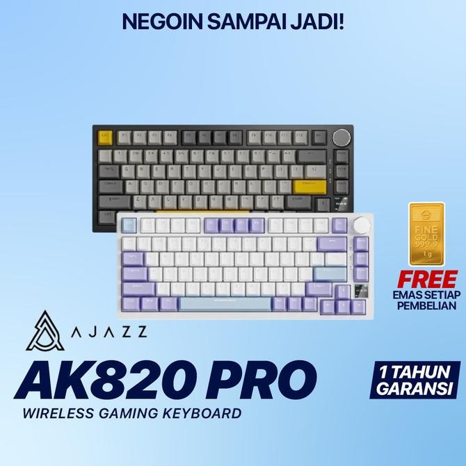 Jual CO Ajazz AK820 GTS Pro 75% 3mode Connection - Mechanical Keyboard | Shopee Indonesia