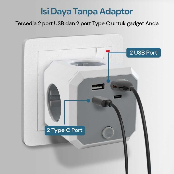 Jual Stop Kontak 8in1 USB Type C Portable Travel Wall Socket Extension ...