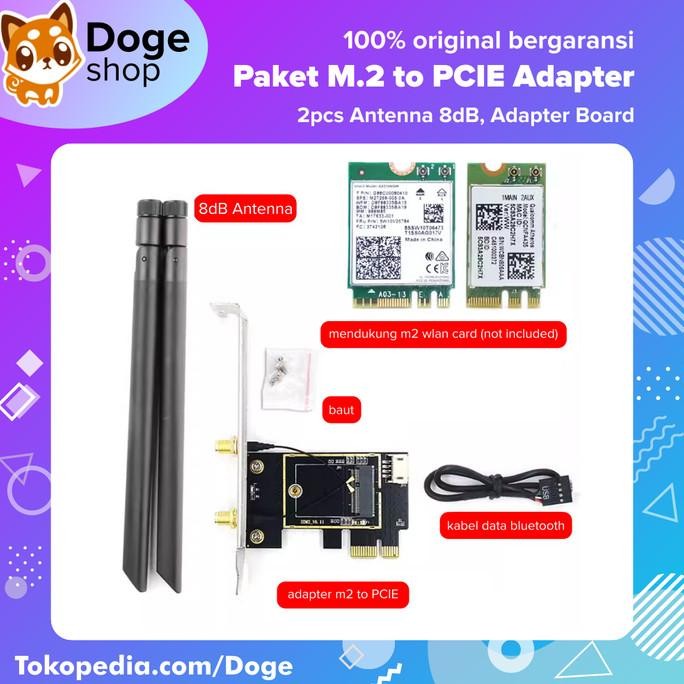 Jual Ngff M2 To Pcie + Paket Antenna Wireless Network Wlan Card Adapter Board Bluetooth Ax210 ...