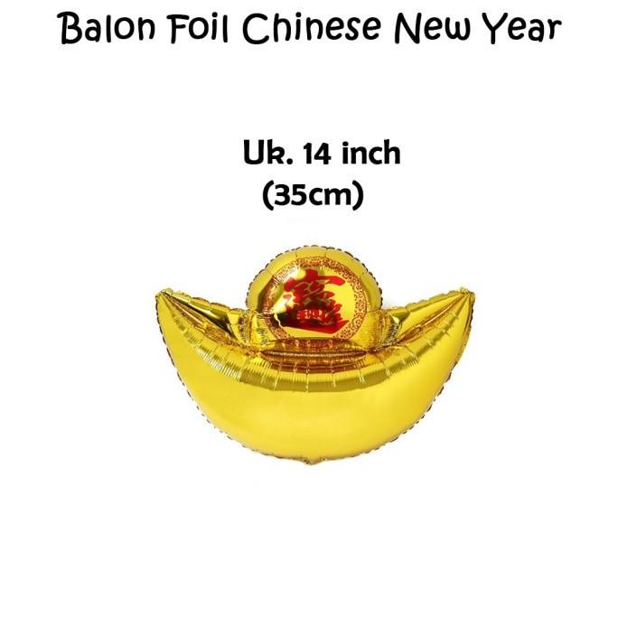 Jual ```````] Balon Foil Gold Ingot 14 inch / Balon Emas Chinese New ...