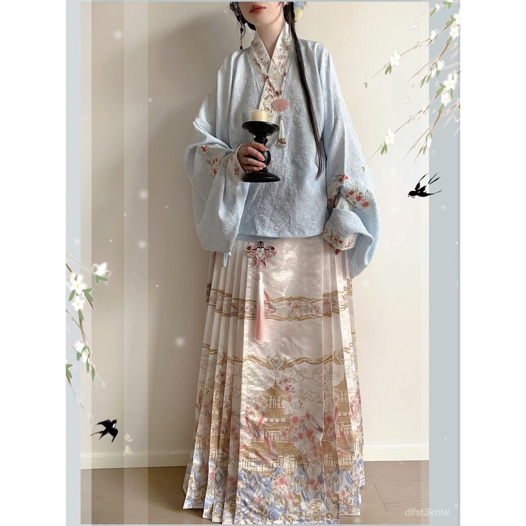Jual Hanfu Gaya Dinasti Ming dengan Lapisan Pendek Kerah Silang, Rok ...