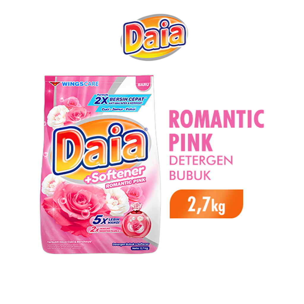 Jual Daia Detergen Bubuk + Softener Romantic Pink 2,7 kg | Shopee Indonesia