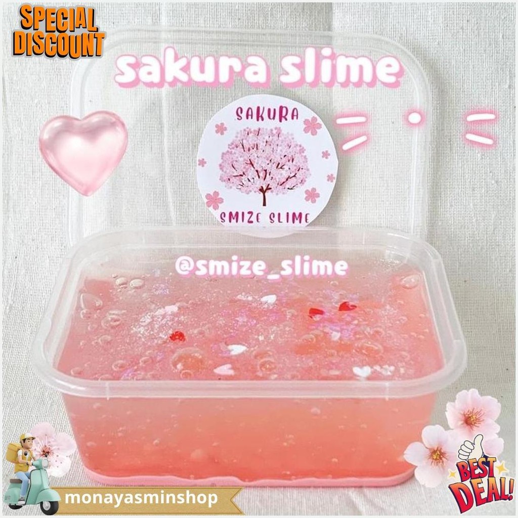 Jual Sakura Slime 200Cc 200Ml Slime Pink Clear Cod | Shopee Indonesia