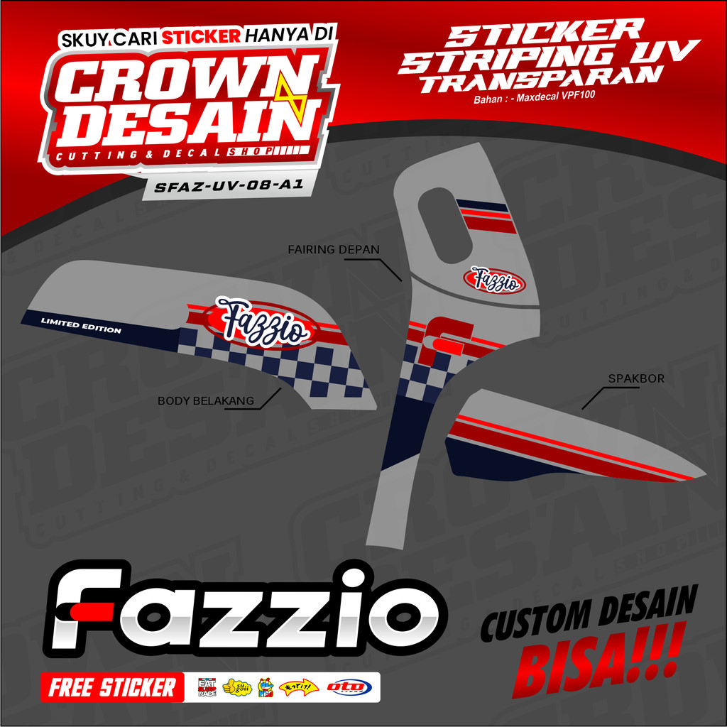 Jual Striping Semifull Fazzio 125 Hybrid Transparan Racing Decal ...