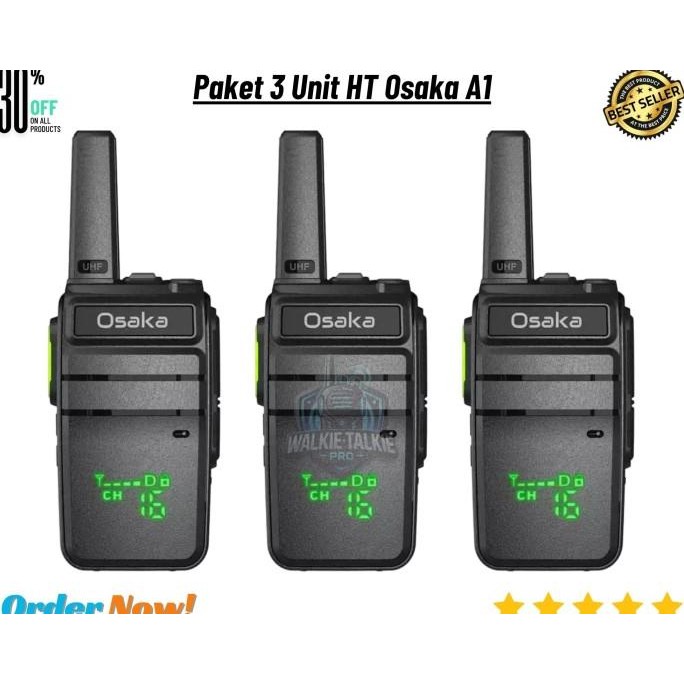 Jual PROMO 3 PCS HT OSAKA A1 PREMIUM MINI SLIM UHF WALKIE TALKIE OSAKA ...
