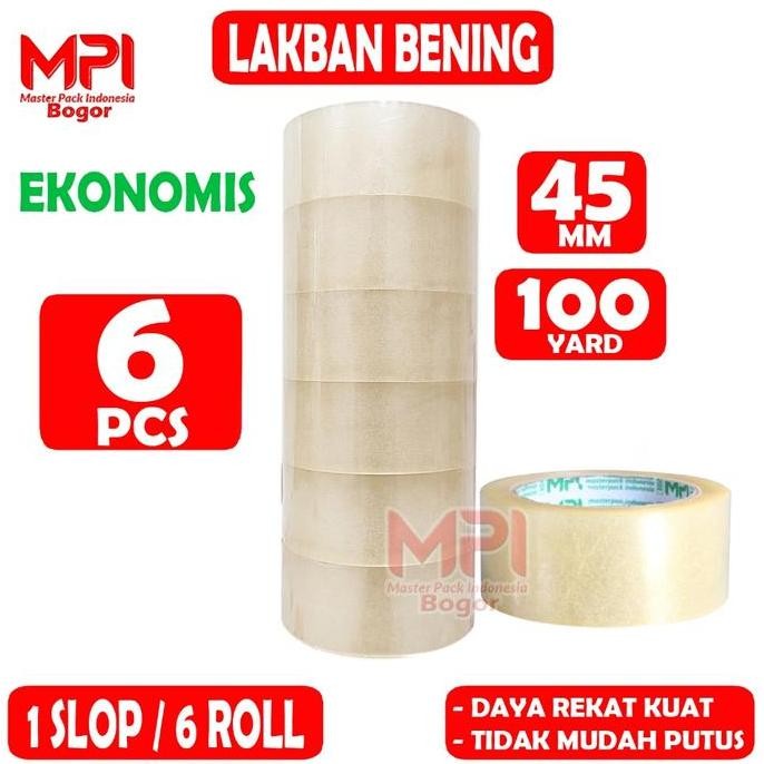 Jual Promo 1 SLOP [ 6 ROLL ] Lakban Bening - Lakban Coklat Ekonomis 45 mm x 100 Yard / Lakban ...