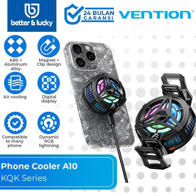 Jual VENTION KQK PHONE COOLER MOBILE FAN A10 MAGNETIC CLIP RGB LIGHTS ...
