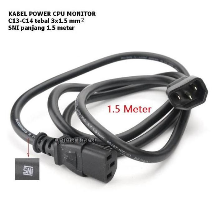 Jual Sale Kabel Power 150Cm 1.5 Meter 1.5M Cpu-Monitor C13-C14 Sni ...