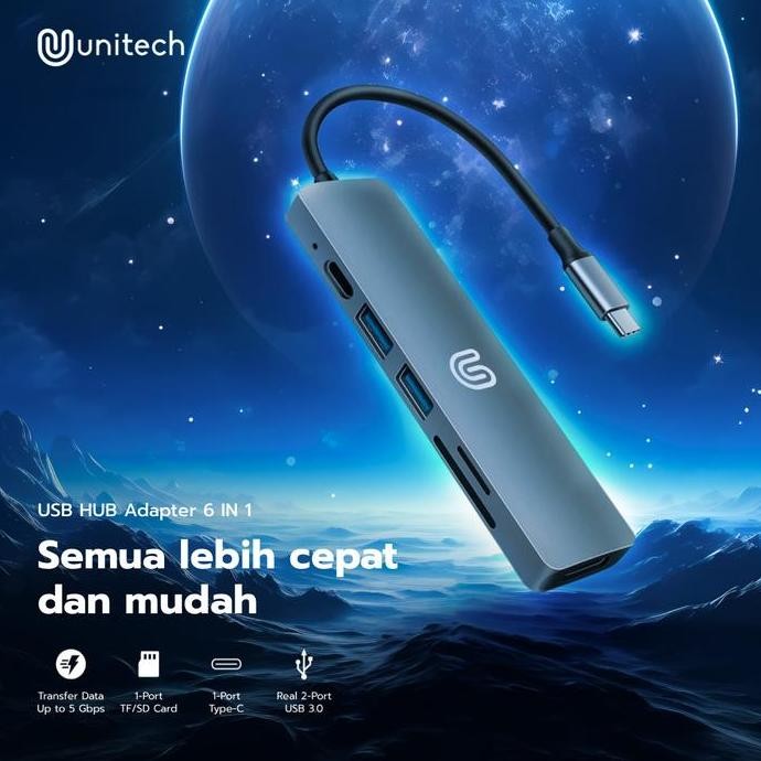 Jual Type C Usb Hub Konverter 6In1 Unitech Hyperlink 2 Port Hub 3.0 ...