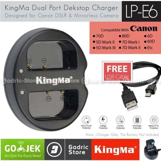 Jual Produk Baru!! KingMa Charger LP-E6 for Canon EOS 80D 70D 60D 6D 7D 7D2 5D2 5D3 etc | Shopee ...