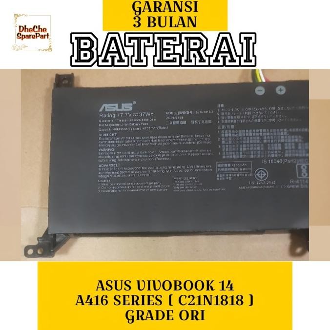 Jual Baterai Batre Laptop Asus Vivobook A416 A416Mao Series C21N1818 Grade Ori New Stok | Shopee ...
