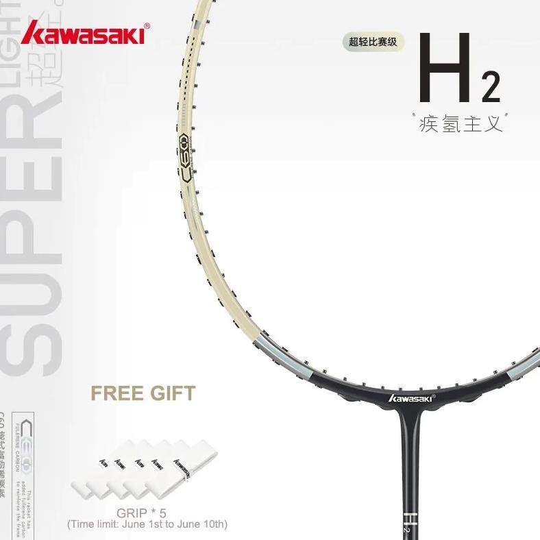 Jual Kawasaki Super Light H2 6U Badminton Racket Professional 46T High ...