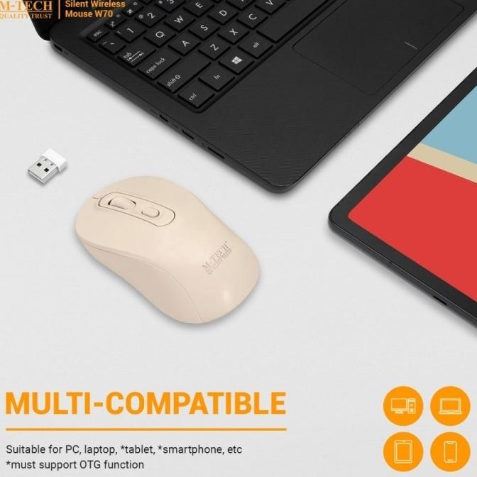 Jual Mouse Wireless M-Tech W70 Silent Click 2.4Ghz Battery | Shopee ...