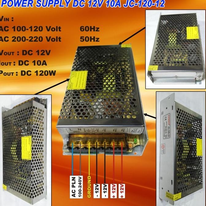 Jual Power Supply JC-120-12 DC 12V/12 Volt 10A/10 Ampere 120W/120 Watt ...