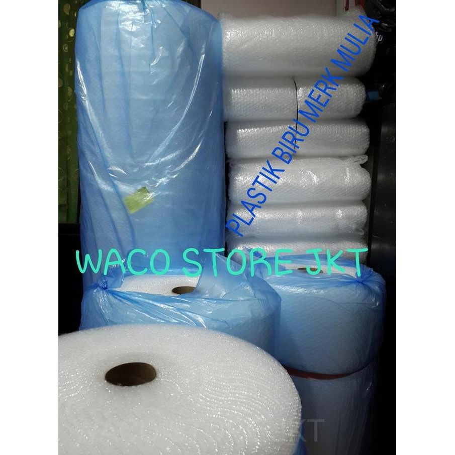 Jual tersedia bubble wrap buble warp plastik biru mulia pack 1 roll rol ...