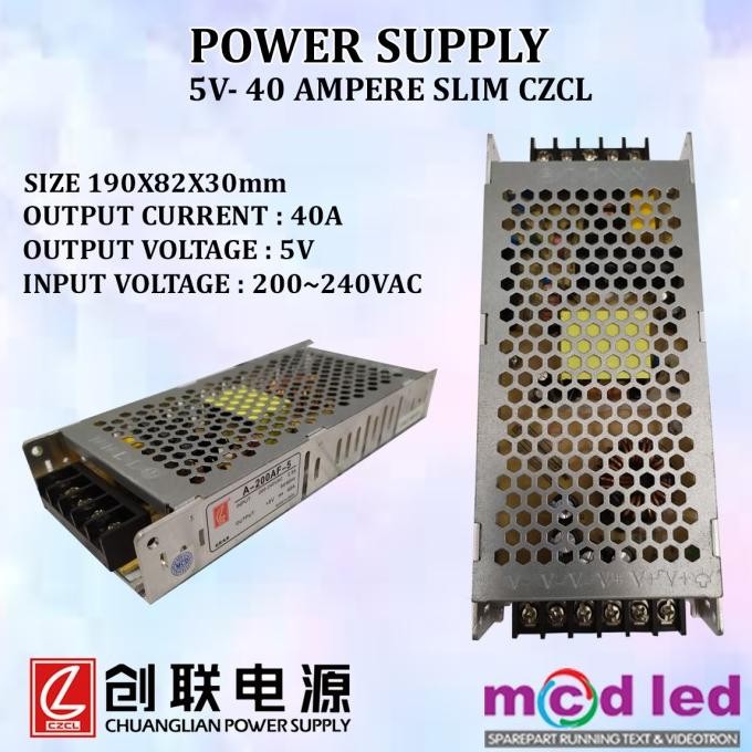 Jual POWER SUPPLY RUNNING TEXT 5 VOLT - 40 AMPER SLIM CZCL ORIGINAL DAN TERPERCAYA | Shopee ...