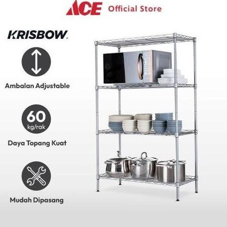 Jual Ace - Krisbow Rak Besi Serbaguna 4 Tingkat - Silver | Shopee Indonesia