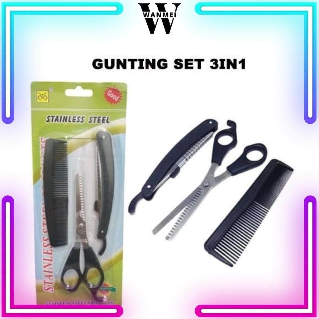 Jual Wm Gunting Set 3In1-Sasak Sisir Pisau Cukur Rambut Alat Potong ...