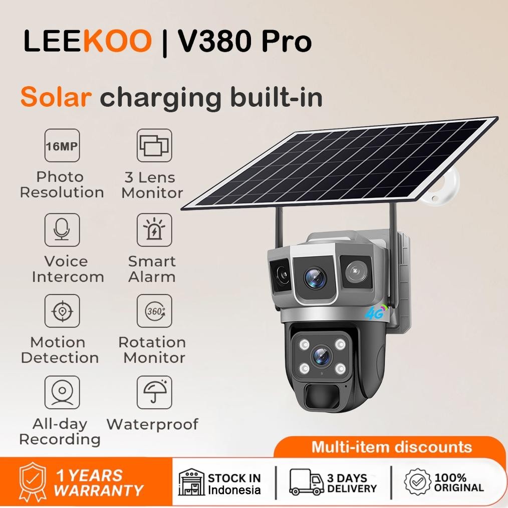 Jual V380 Pro Solar CCTV IP Kamera 16MP 4G WIFI Solar Panel Surya ...