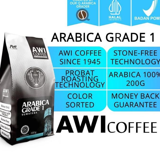 Jual AWI COFFEE ARABICA GRADE ONE BLEND FOR CAFE 200GR BIJI/BUBUK | 100 ...