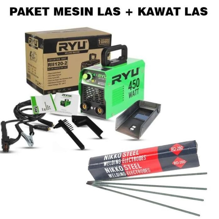 Jual Mesin Las Listrik 450 Watt Ryu Trafo Las Listrik Travo Welding Inverter IGBT 120 Tekiro ...