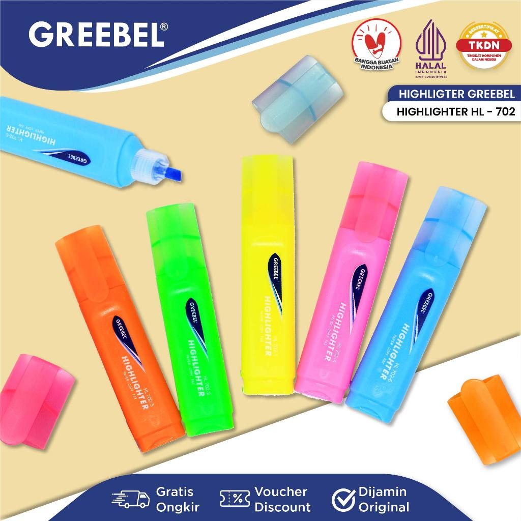 Jual GREEBEL Highlighter HL-702 Colors / Stabilo Greebel / Stabilo ...